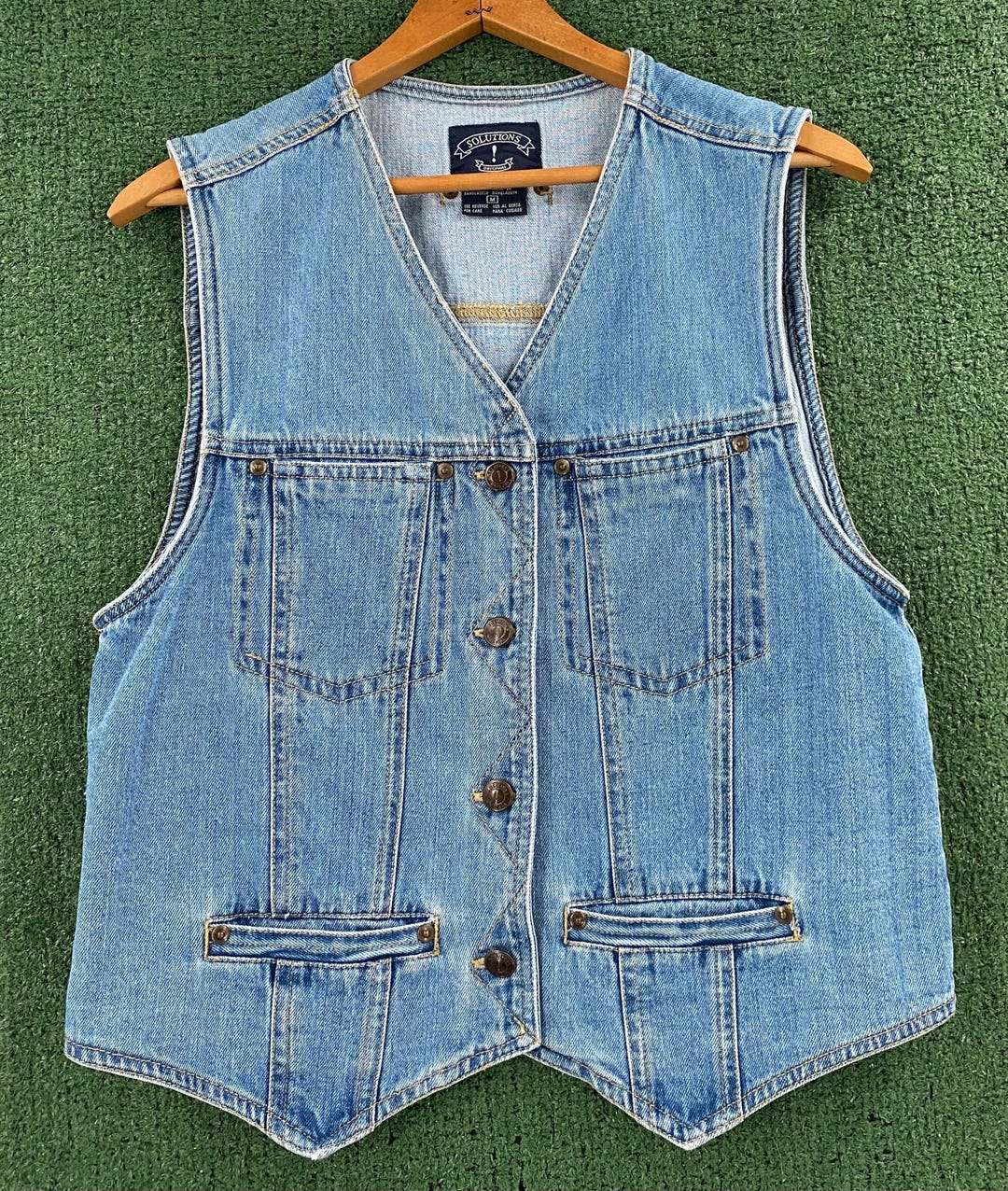Vintage 90s Solutions Denim Jean Vest Womens Size Small - Etsy