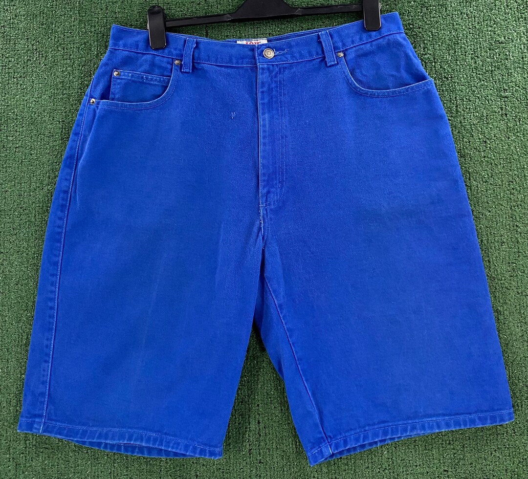 Vintage 90’s I.O.U Extra Royal Blue Denim Jean Shorts Jorts Men’s Size ...