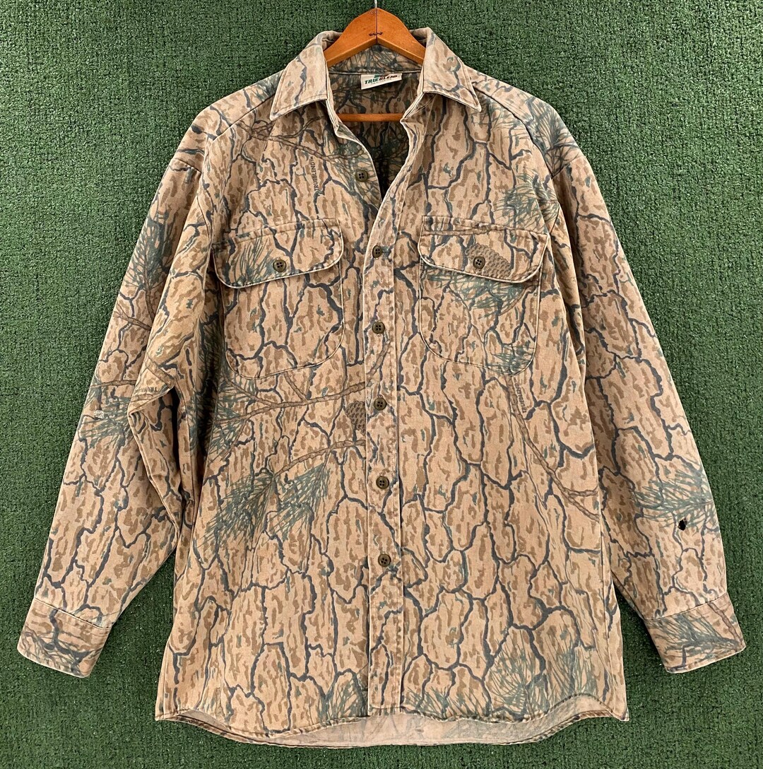 VTG 90’s Invisible Pine Camouflage Camo Distressed Button up Shirt Men ...
