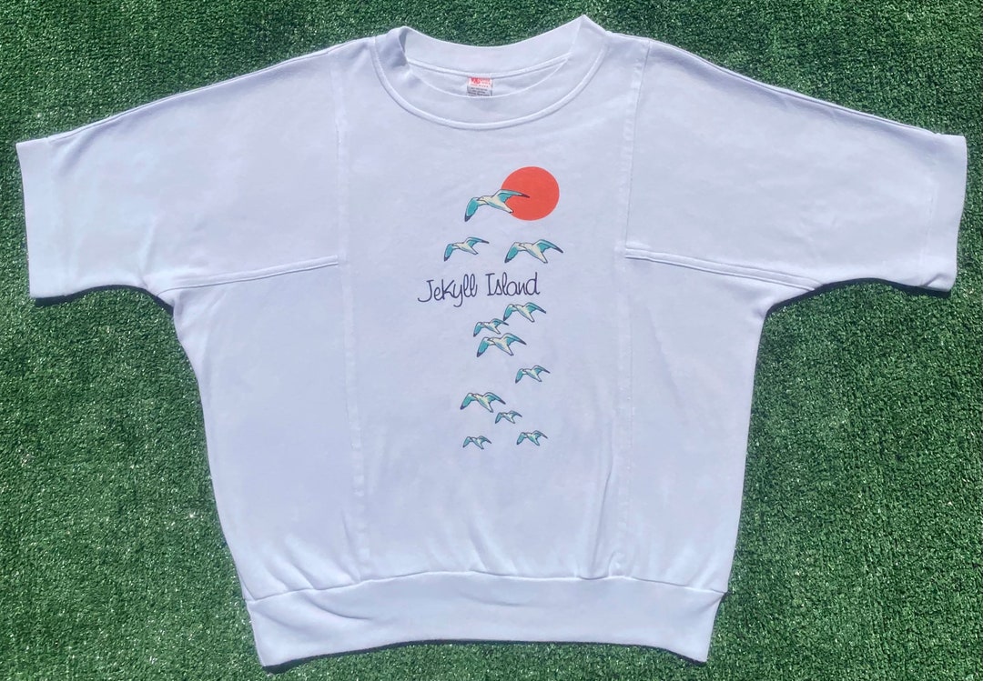 Vintage 80s Jekyll Island Short Sleeve Sweatshirt Womens Medium USA ...