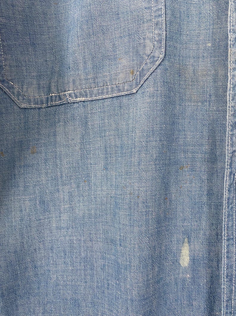 Vintage 1940's WW2 US Navy Chambray Button up Work Shirt Named Men’s ...