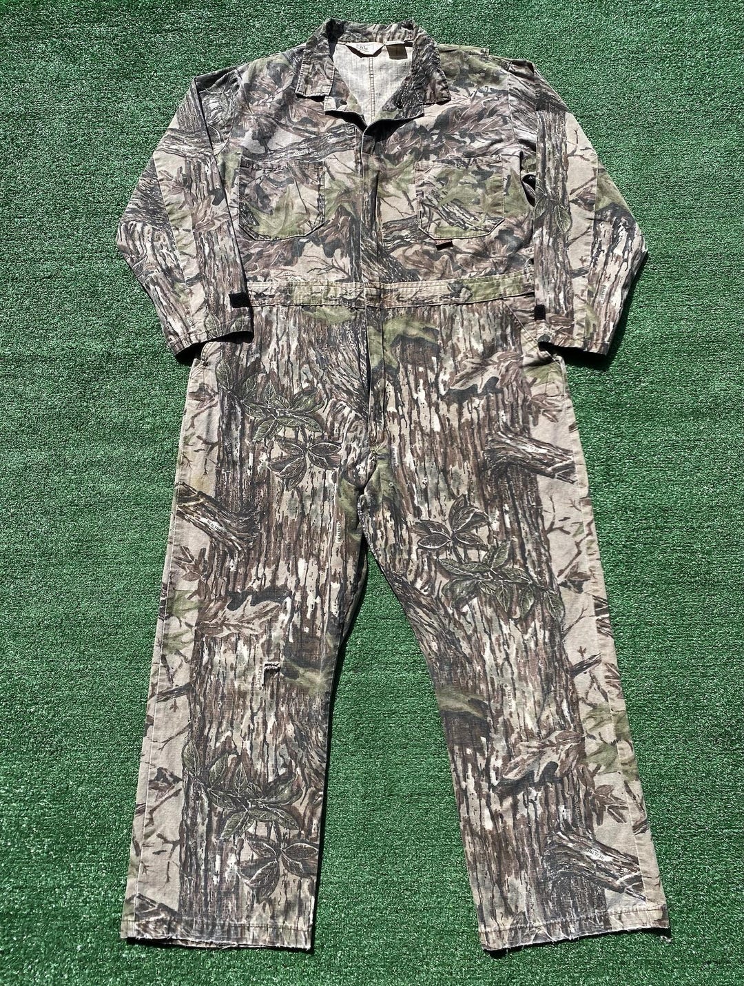 VTG 90s Walls Realtree Tree Bark Camouflage Distressed Coveralls ...
