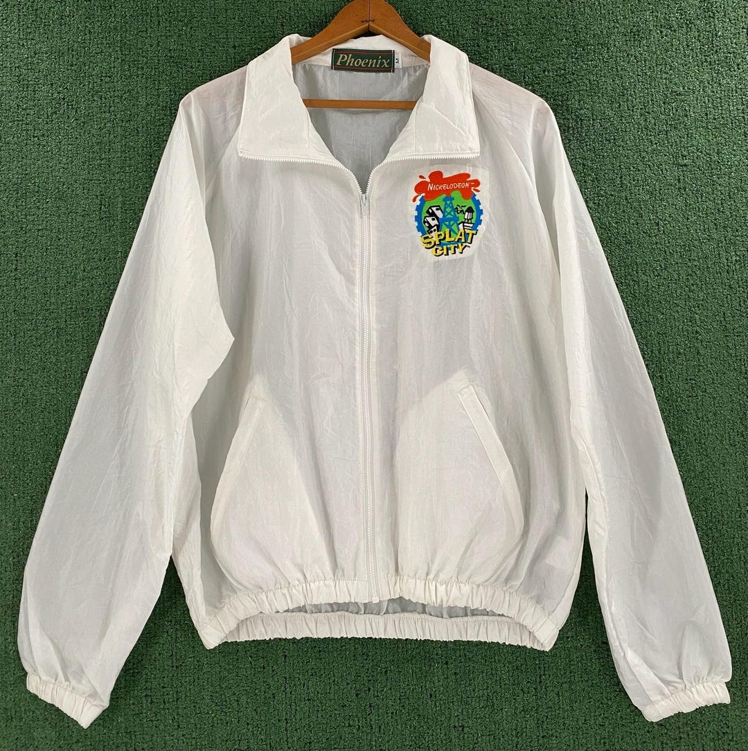 Rare VTG 90’s Nickelodeon Splat City Transparent Windbreaker Jacket Men ...