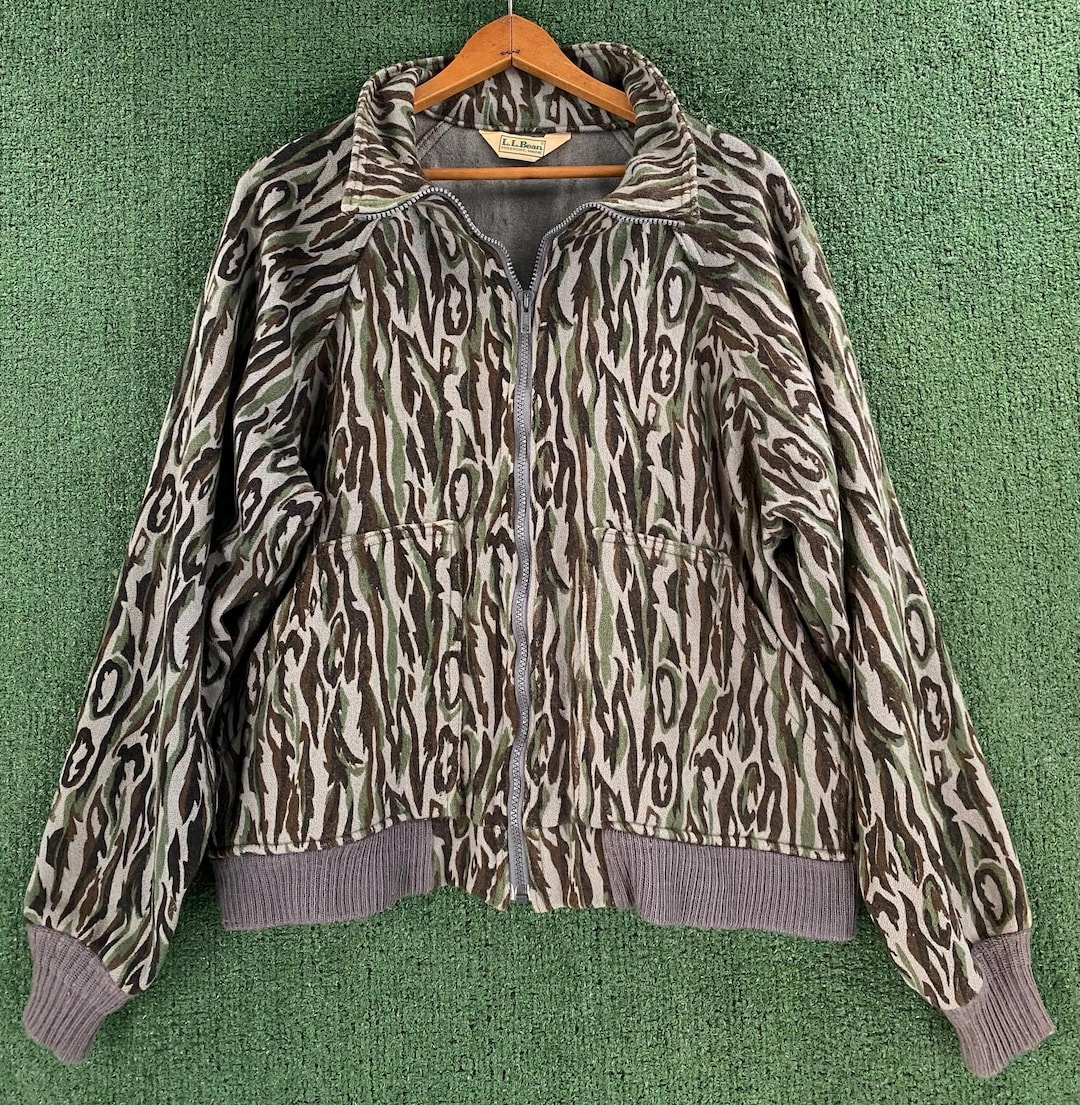 Rare VTG 80’s L.L. Bean Wool Tree Bark Camouflage Bomber Jacket Men’s ...