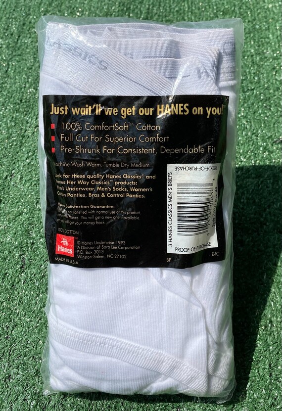 New Vintage 1993 Hanes Classics 3 Pair Full Cut White… - Gem