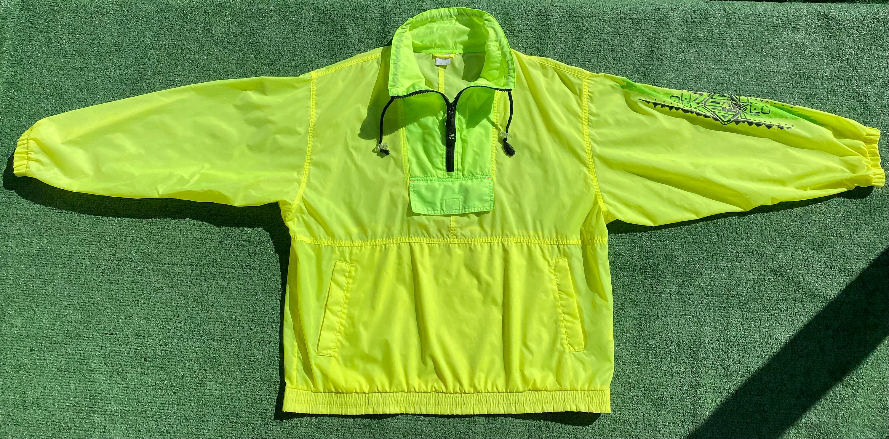 Vintage 80s Ocean Pacific Surf Surfer Neon Windbreaker Jacket Mens XL ...