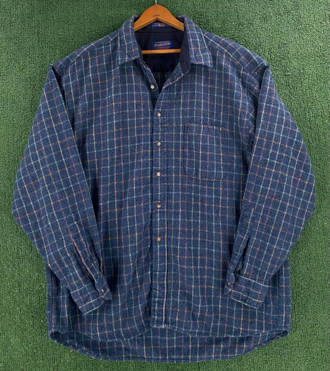Vintage 90s Pendleton 100% Wool Blue Plaid Flannel Shirt Mens Size 2XL - Etsy