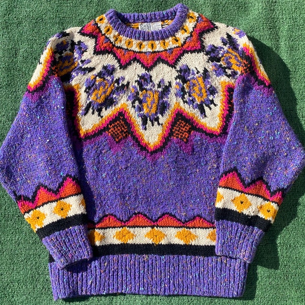 90s Colorful Sweater - Etsy
