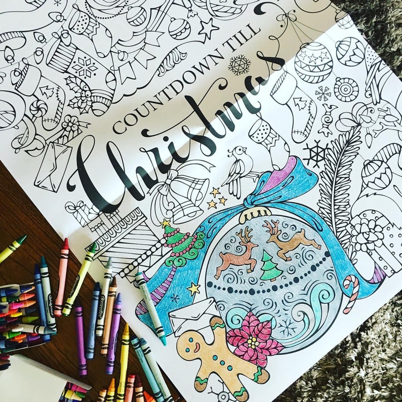 Colorable 36"x24" Countdown Till Christmas Poster - Etsy