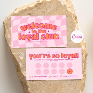 Retro Loyalty Card Template Canva, Printable Rewards Card Design, DIY ...