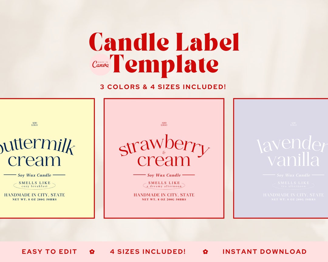 Modern Candle Label Template Canva, Custom Candle Labels Design ...