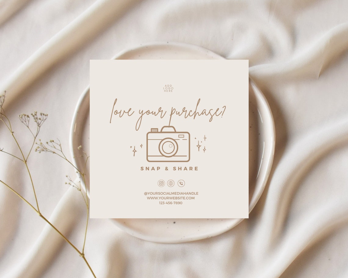 Editable Snap and Share Card Template, Social Media Card, Thank You ...
