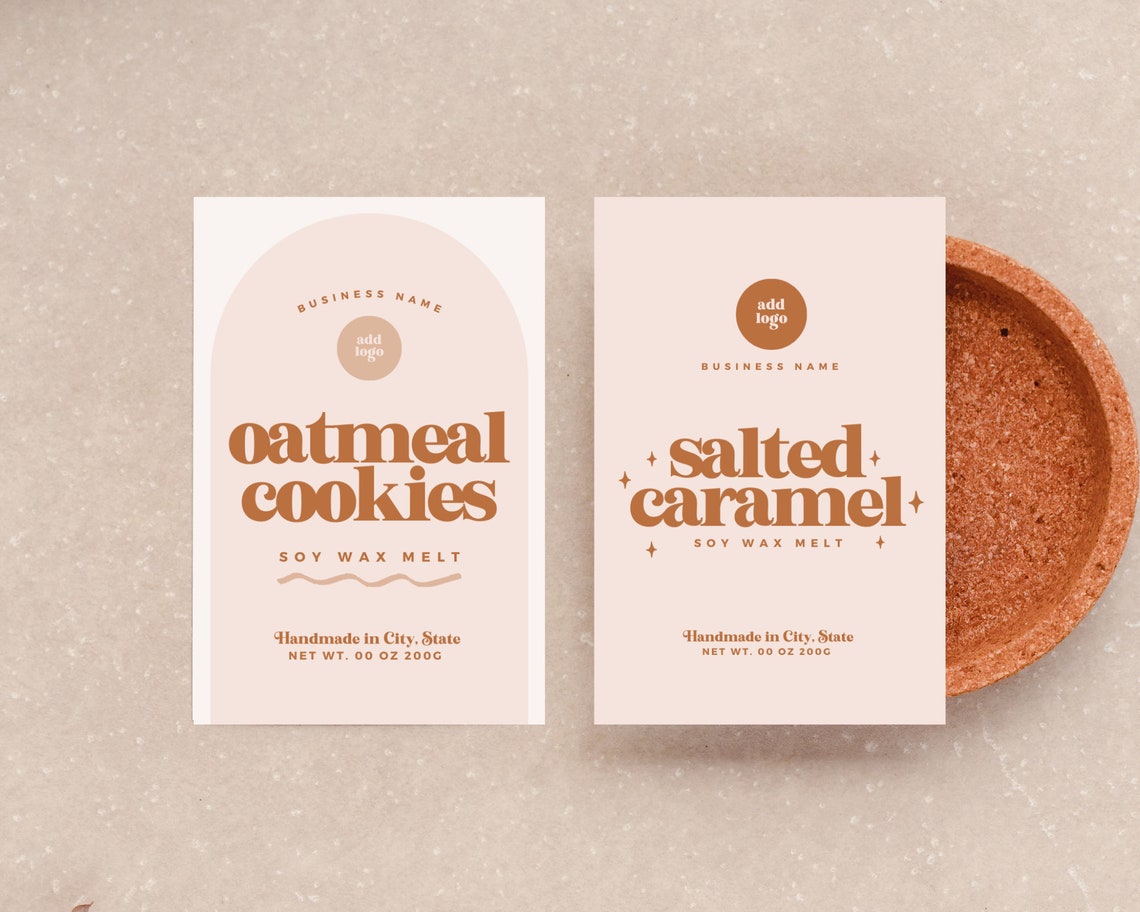 Modern Wax Melt Label Template, Boho Custom Wax Tart Label Design, Pre ...