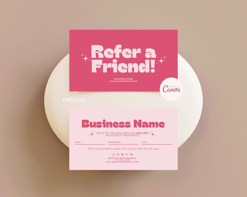 Referral Card Template Refer a Friend Card Loyalty Reward - Etsy