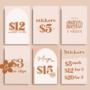 Price Display Cards Editable Canva Template, Retro Printable Price ...