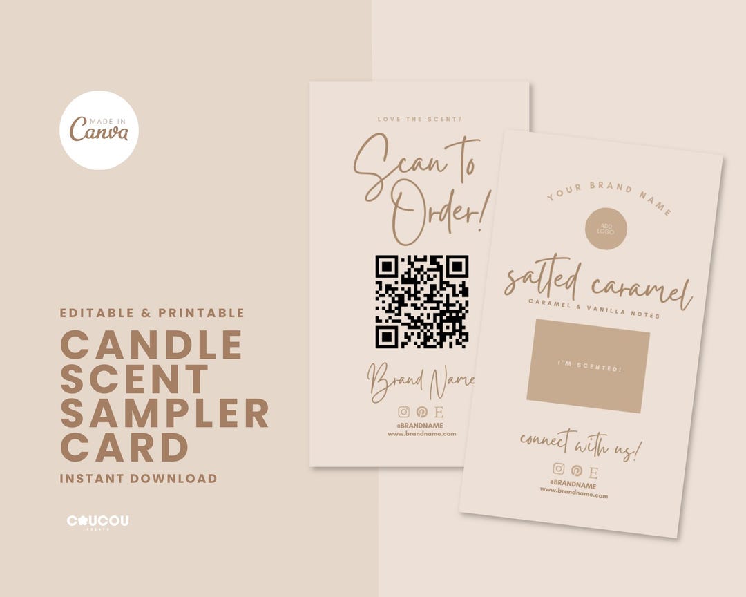 Candle Scent Sampler Card Canva Template, Editable Wax Melt Tester Card ...