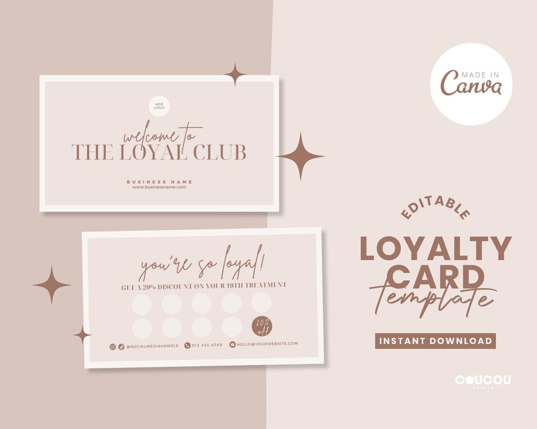 Editable Loyalty Card Template, Modern Loyalty Rewards Card Design ...