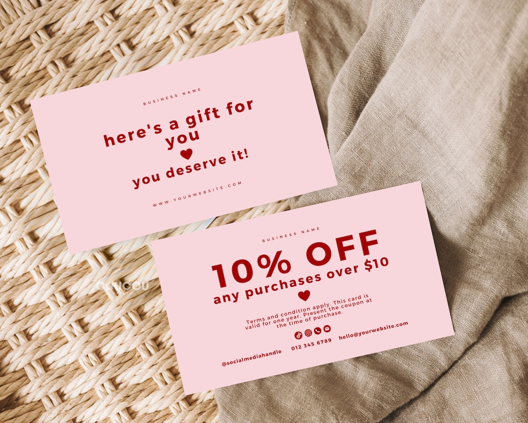 Coupon Card Template, Printable Business Coupon Canva, Minimal Business ...