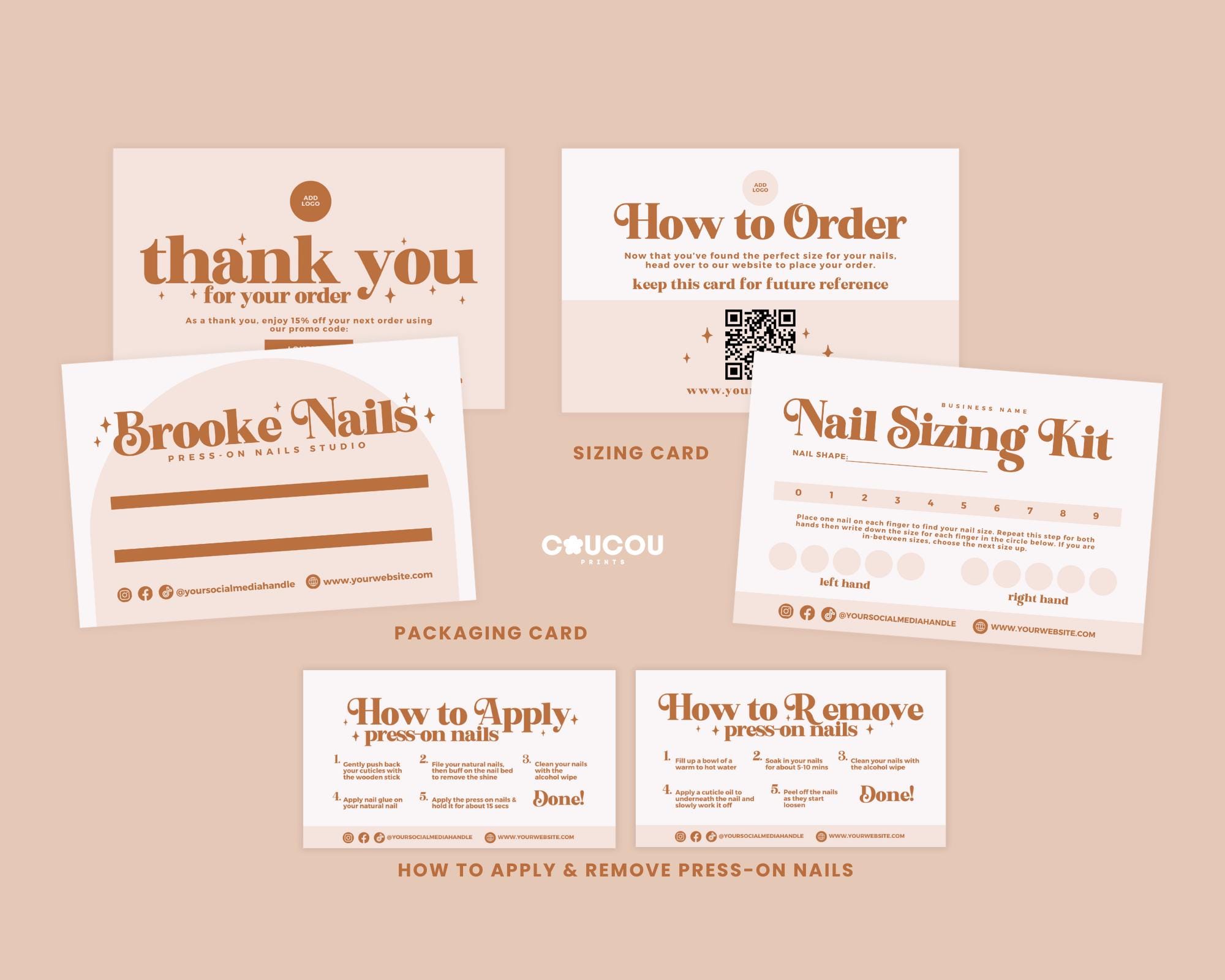 Press on Nail Business Bundle, Nails Product Packaging Card, How to ...