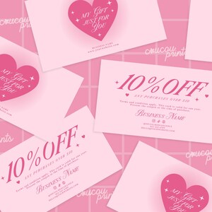 Pink Coupon Card Canva Template, Printable Business Promo Card ...
