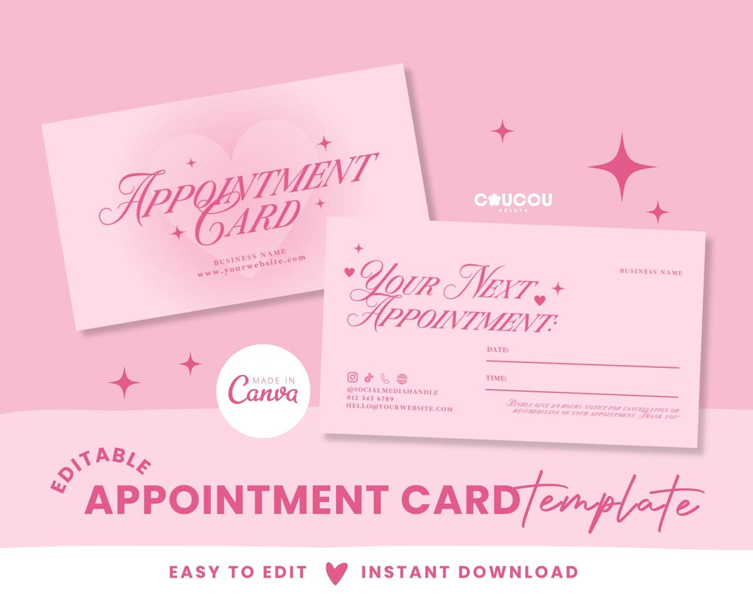 Appointment Reminder Card Template, Custom Next Appointment Card Design ...