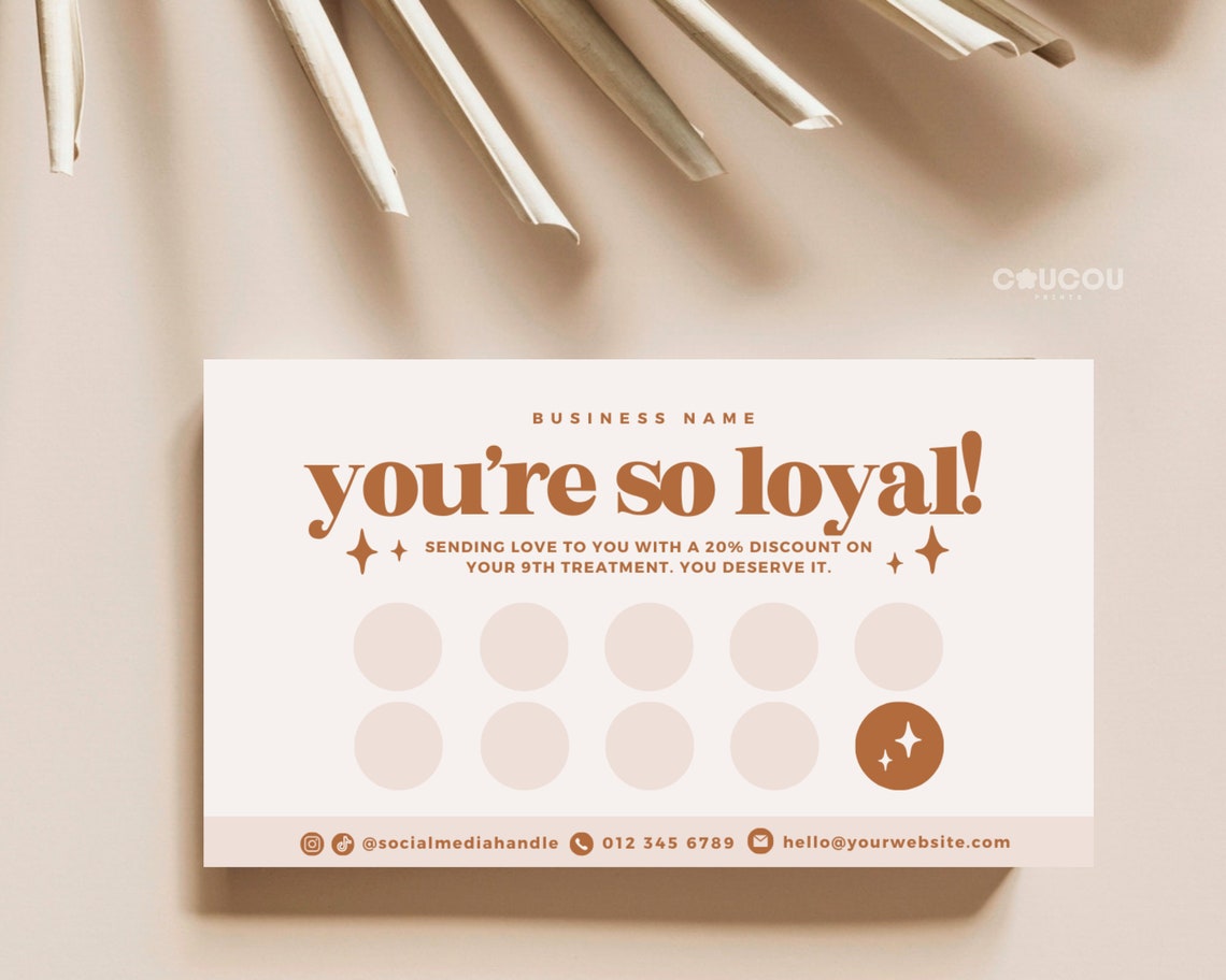 Retro Loyalty Card Template Canva, Printable Rewards Card Design, DIY ...