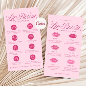 Lip Blush Aftercare Template, Pink Editable Lip Blush Stages of Healing ...