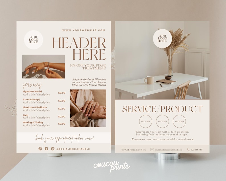 7-page Esthetician Flyer Bundle Template, Spa and Wellness Flyer, Skin ...