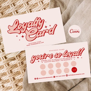 Retro Loyalty Card Template, Editable Loyalty Rewards Card Design ...