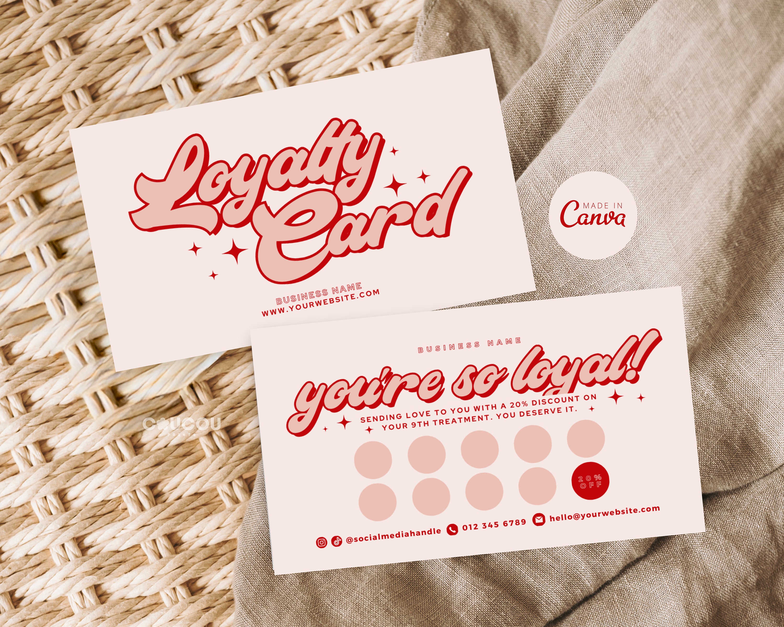 Retro Loyalty Card Template, Editable Loyalty Rewards Card Design ...