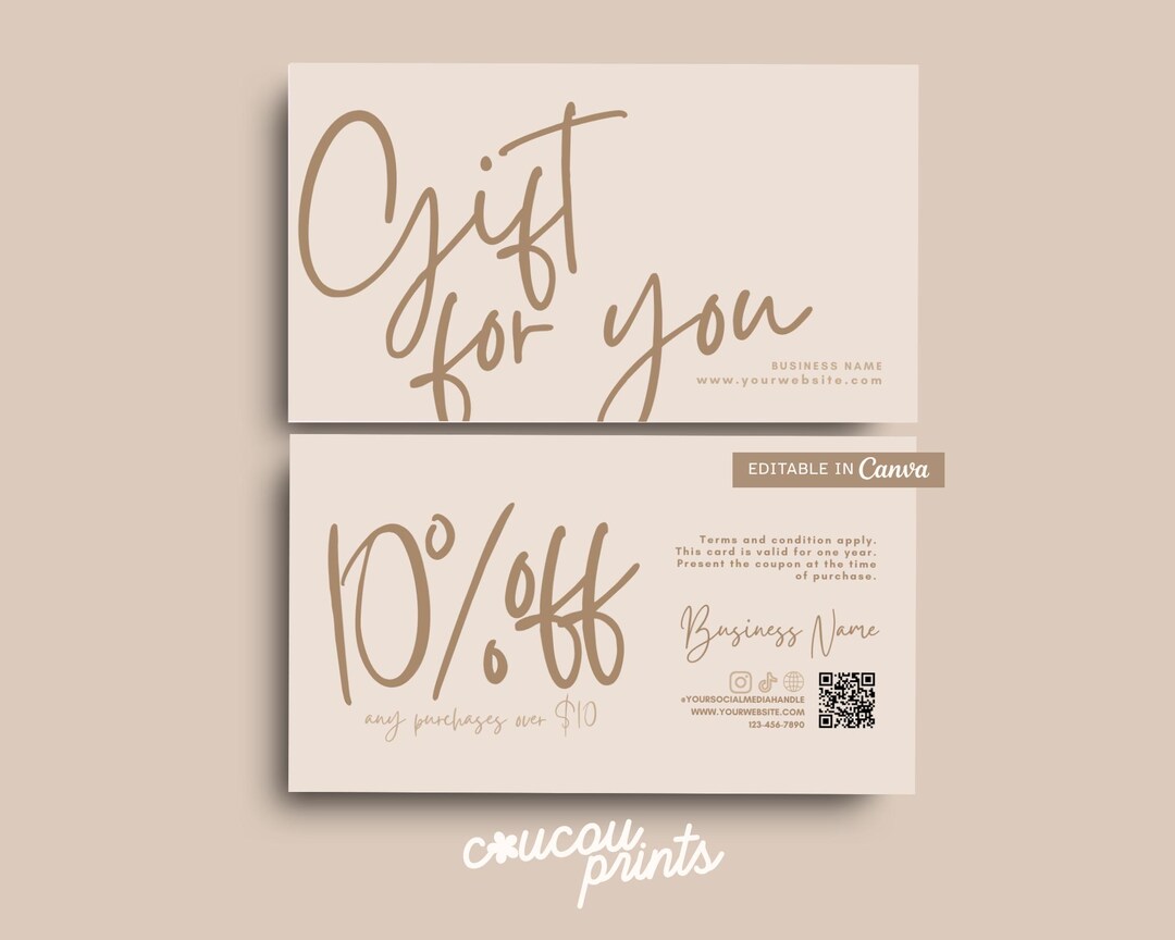 Editable Coupon Card Template, Business Coupon Canva Card, Printable ...