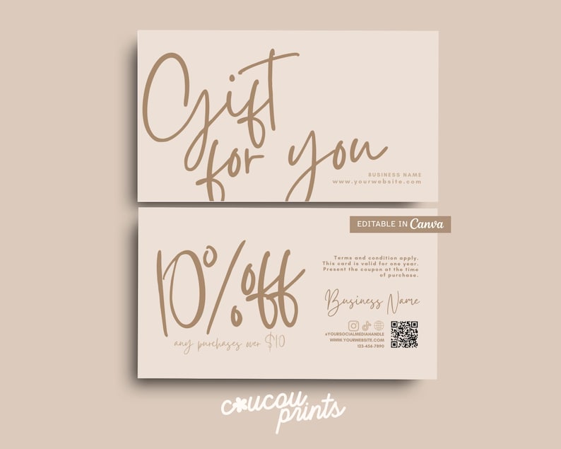 Editable Coupon Card Template, Business Coupon Canva Card, Printable ...