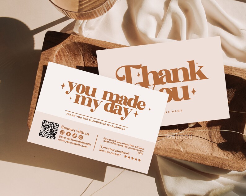 Small Business Thank You Card Template, Editable Thanks for Your Purchase Card, Thank You ...