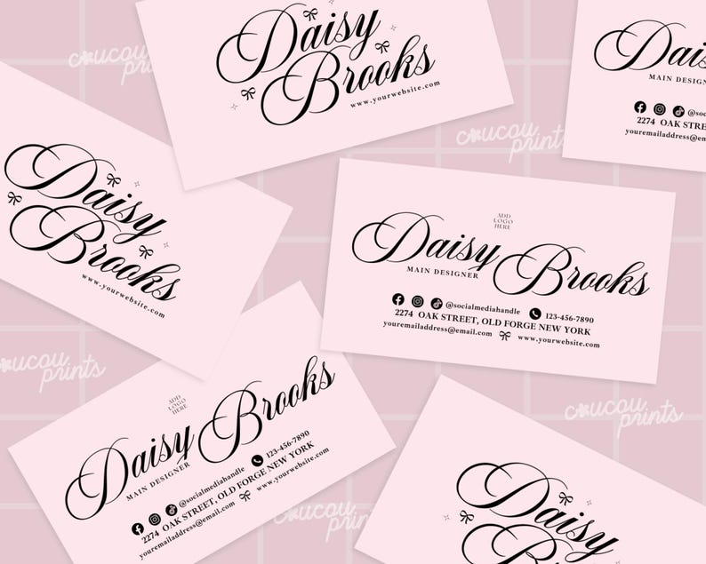 Printable Pink Business Card Template QR Code, DIY Calling Card, Modern ...