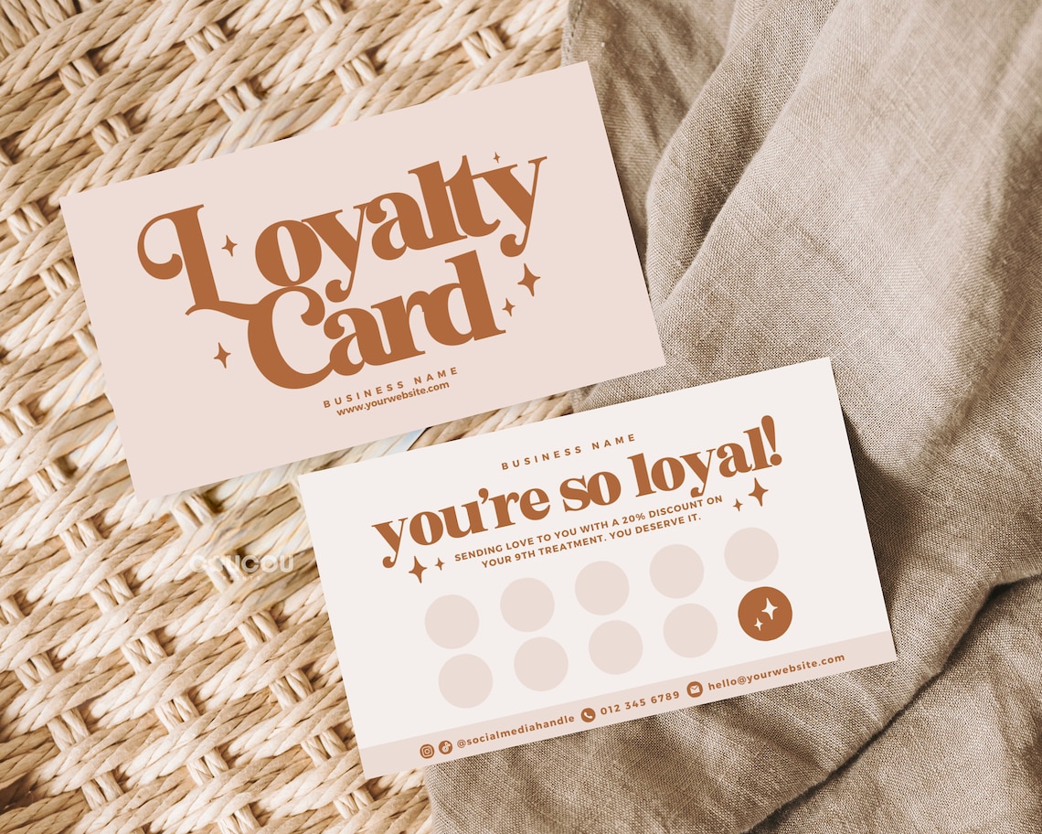 Retro Loyalty Card Template Canva, Printable Rewards Card Design, DIY ...