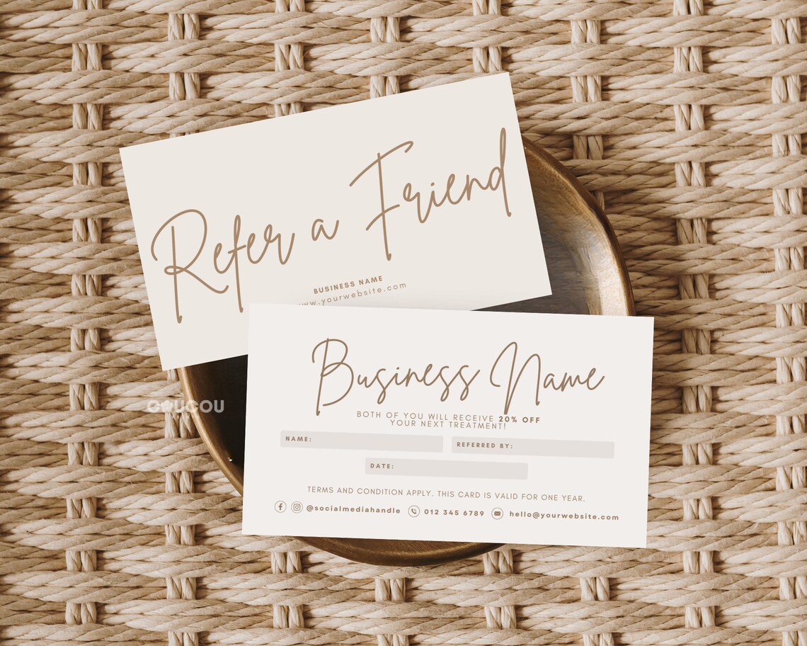 Editable Refer a Friend Card Template, Customer Loyalty Referral Cards ...