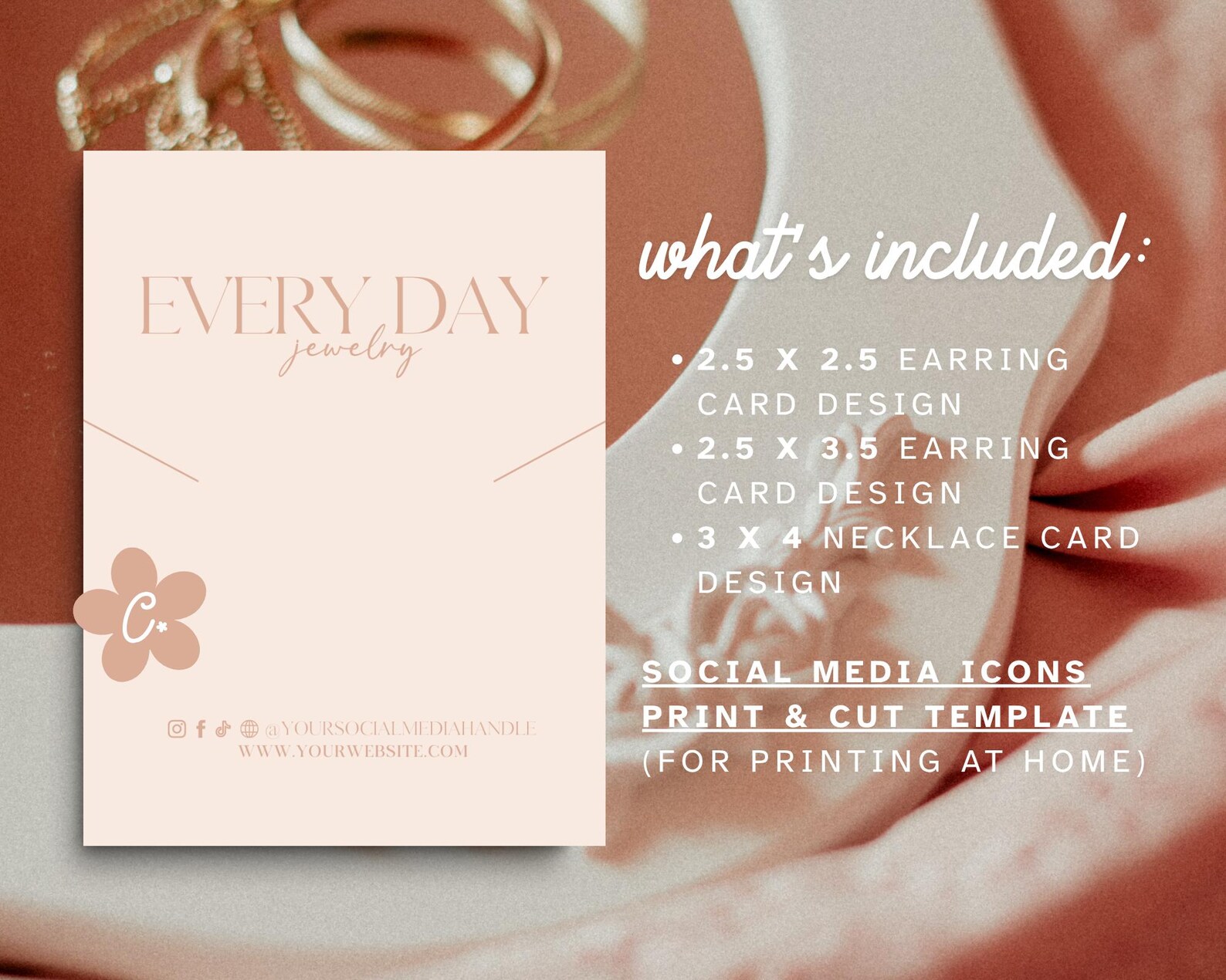 Editable Minimalist Jewelry Display Card, Necklace Display Card ...
