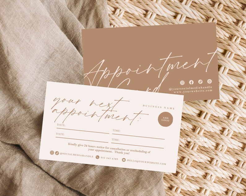 Appointment Card Template, Printable Business Booking Reminder, Custom ...