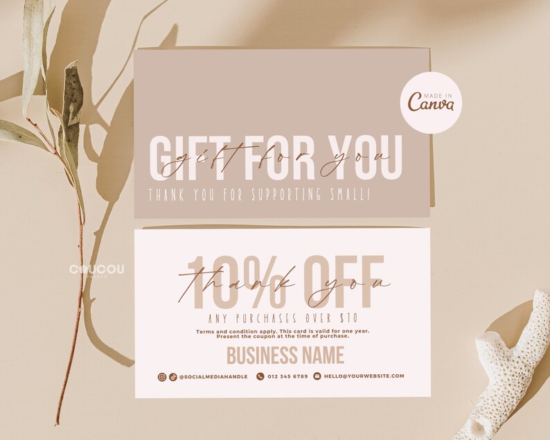 Editable Coupon Card Canva Template, Printable Business Promo Card ...