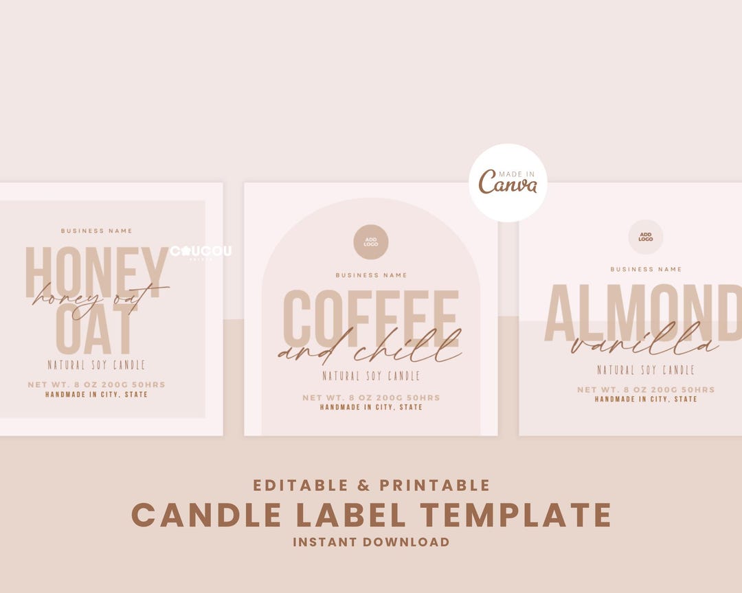 Editable Candle Label Template, Custom Candle Labels Design, Printable ...