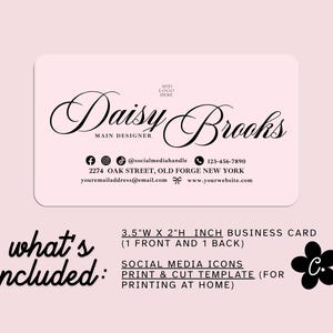 Printable Pink Business Card Template QR Code, DIY Calling Card, Modern ...
