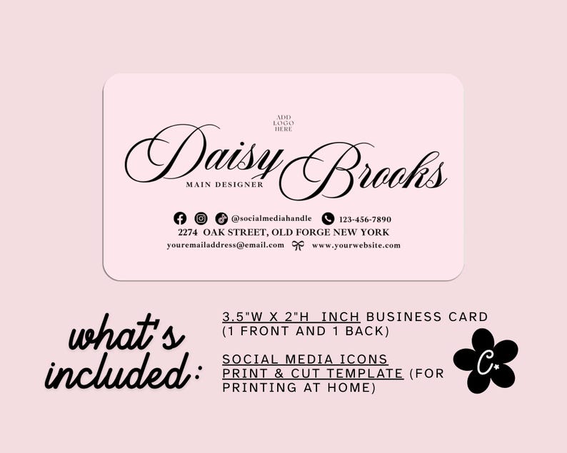 Printable Pink Business Card Template QR Code, DIY Calling Card, Modern ...
