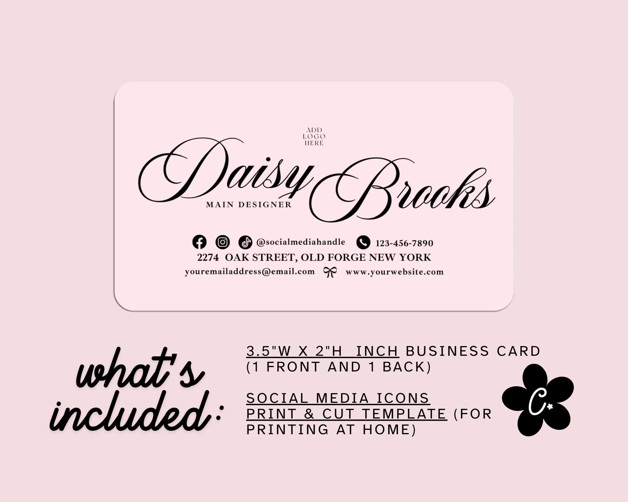 Printable Pink Business Card Template QR Code, DIY Calling Card, Modern ...
