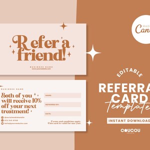 Editable Refer a Friend Card, Customer Loyalty Reward Card, Referral ...
