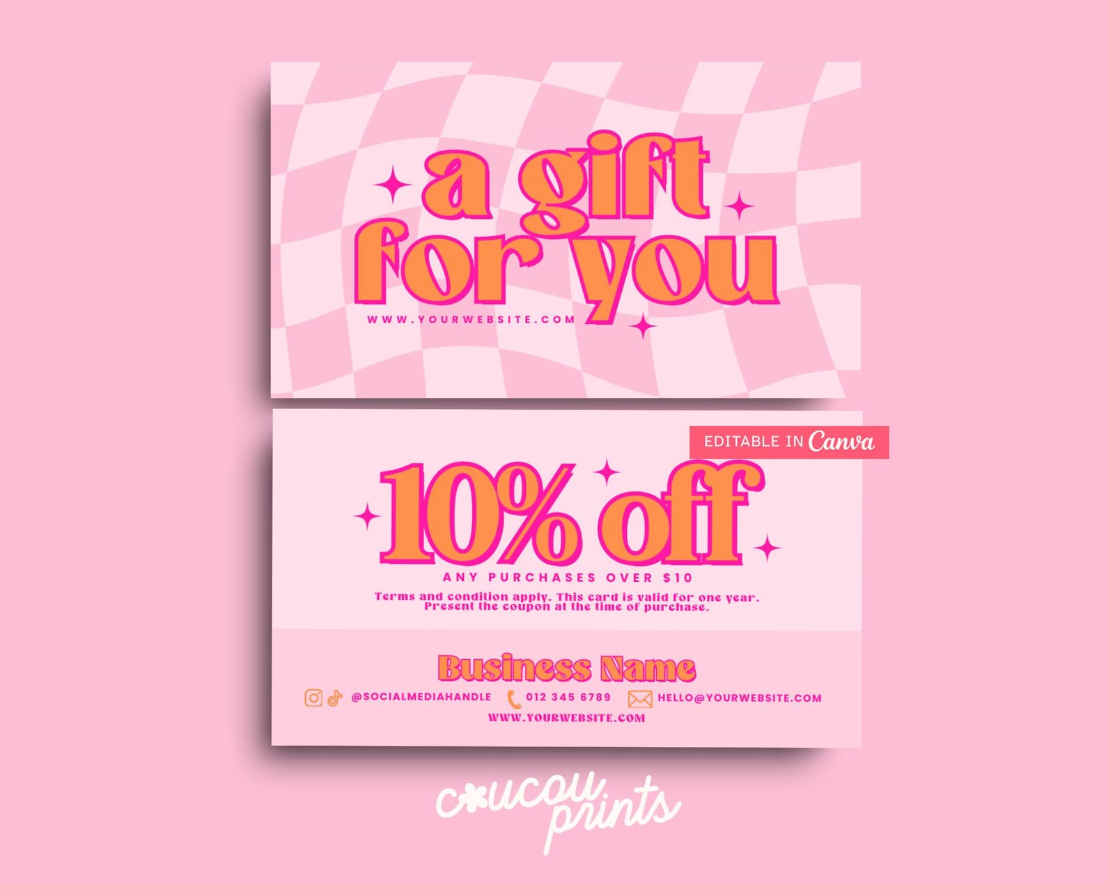 Editable Coupon Card Canva Template, Printable Business Promo Card ...