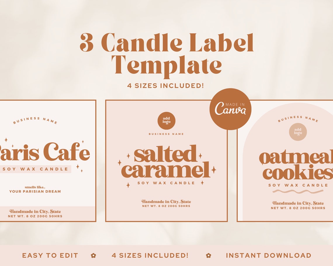 Modern Candle Label Template, Custom Candle Labels Design, Editable ...