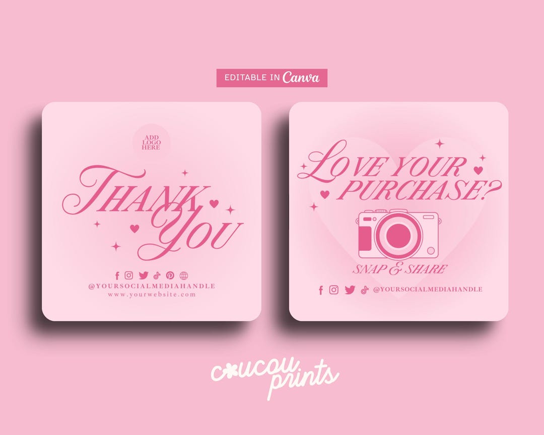 Editable Snap and Share Card Template, Social Media Card, Thank You ...