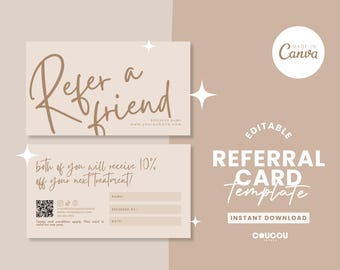 Editable Referral Card Template, Refer a Friend Template, Customer ...