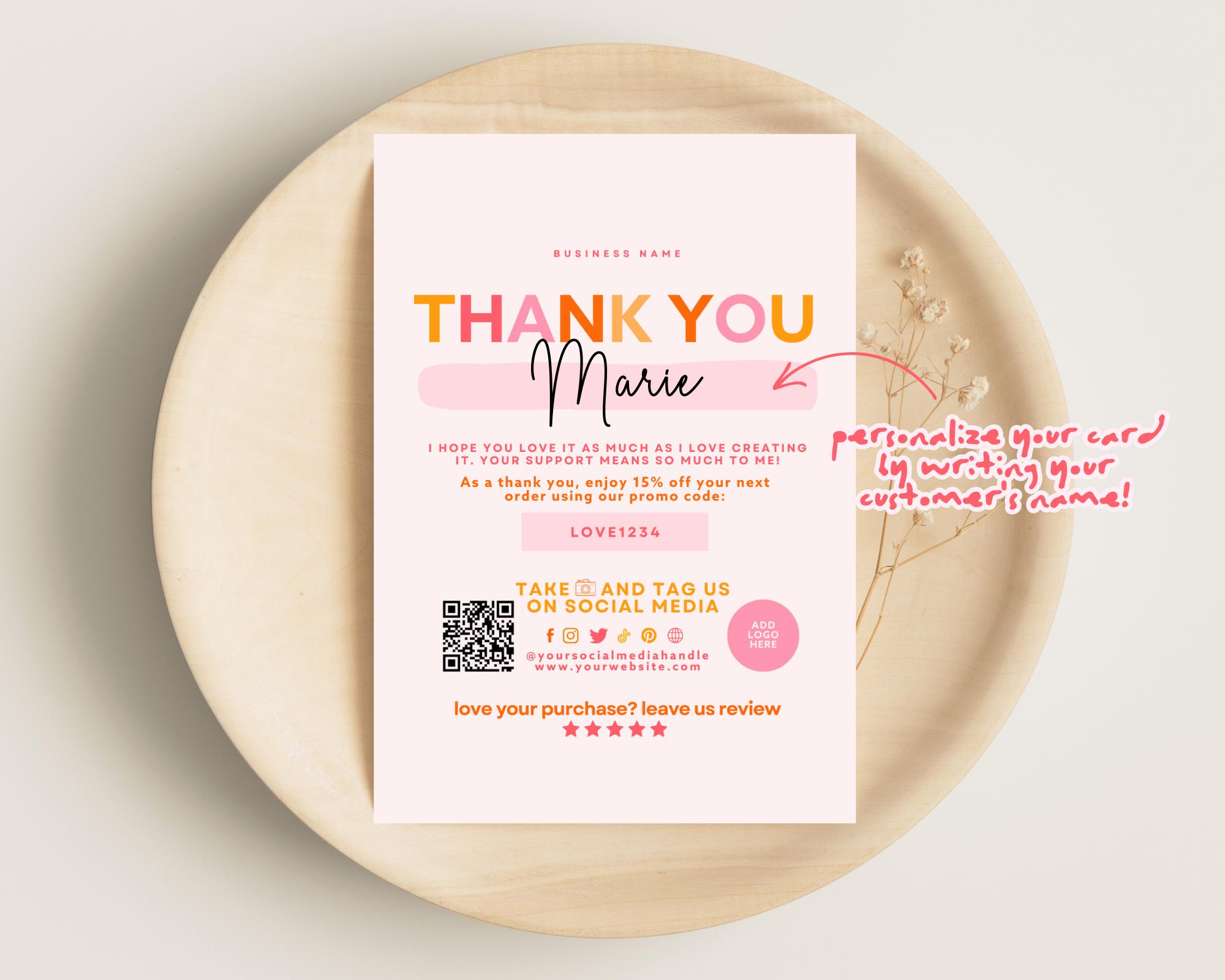 Printable Business Thank You Card Template, Editable Thank You for Your ...