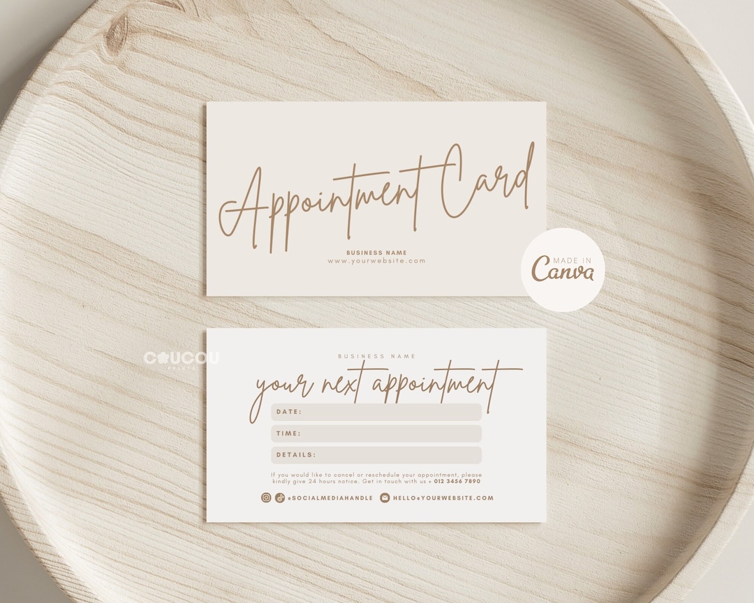 Appointment Card Template, Printable Booking Reminder, Custom Next ...